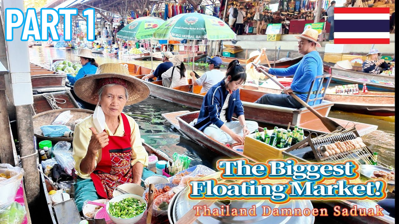 Thailand’s Biggest Floating Market! 🇹🇭 Damnoen Saduak Must-Visit Food ...