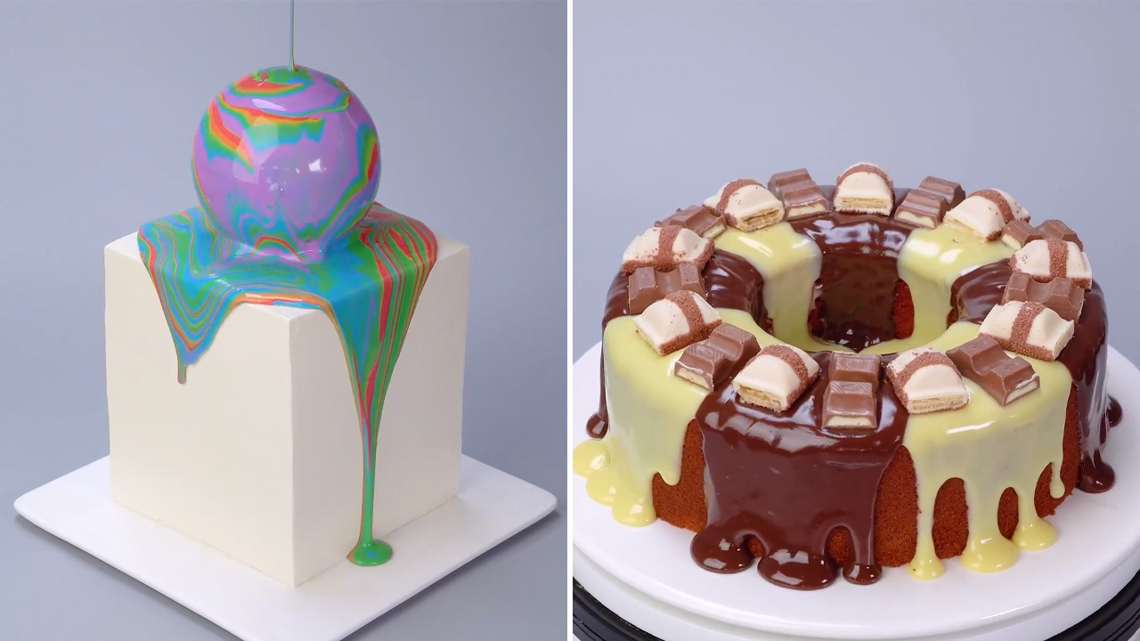 Rainbow Glaze Pour Cake vs Choco Duo Ring Cake – Which Visual Treat ...