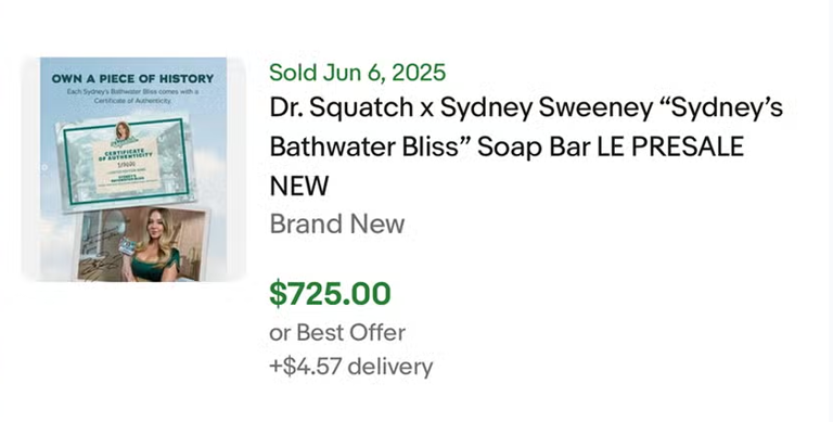 Sydney Sweeney’s used bath water soap reselling for hundreds on eBay