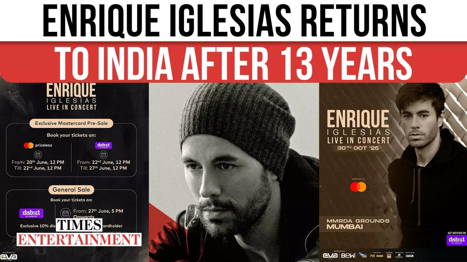 Enrique Iglesias India Concert Tickets: Mastercard Pre-sale & General ...