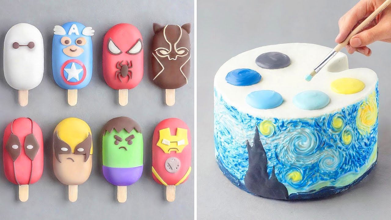 Superhero Popsicles & Starry Night Cake 🦸‍♂️🎨 | Character & Artistic ...
