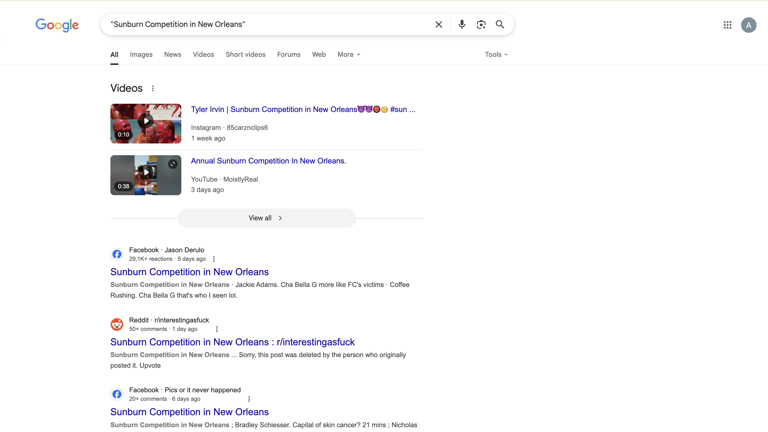 Real photos of 'sunburn competition in New Orleans'?