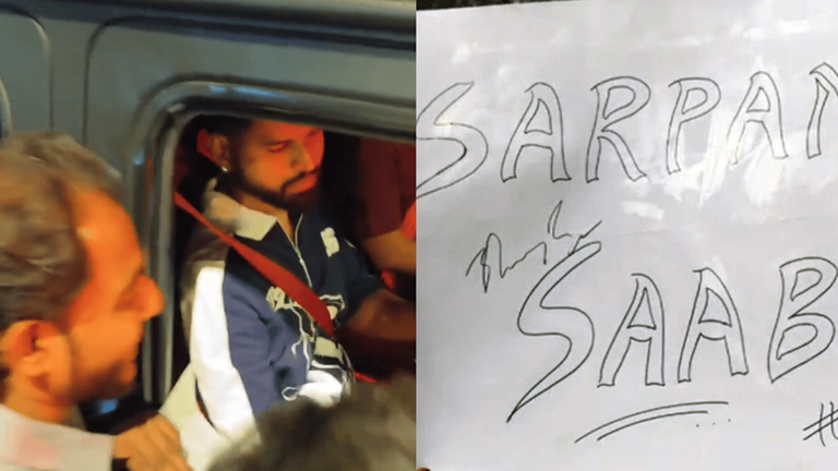 Shreyas Iyer Signs A Fan's ‘Sarpanch Saab’ Poster Outside Wankhede ...