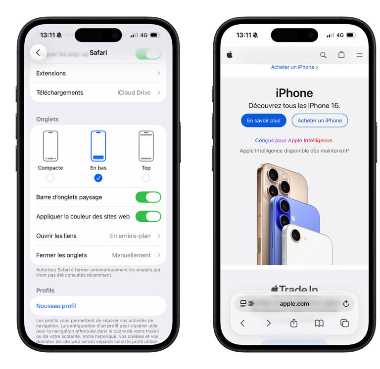 Astuce iOS 26 : comment afficher les onglets dans Safari d’un seul geste 🆕