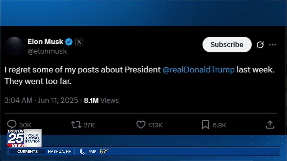 Elon Musk regrets some posts attacking President Trump, saying they ...