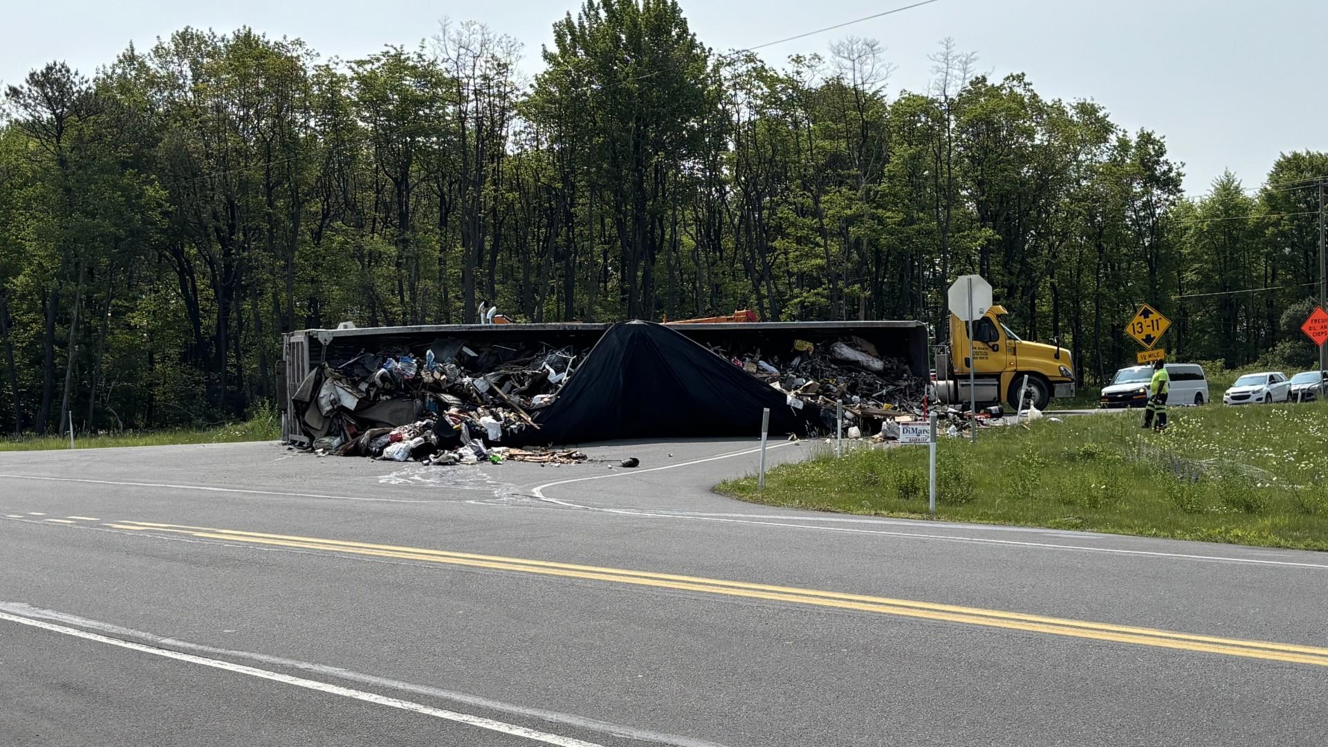 Messy situation in Schuylkill County after trash spills from overturned ...