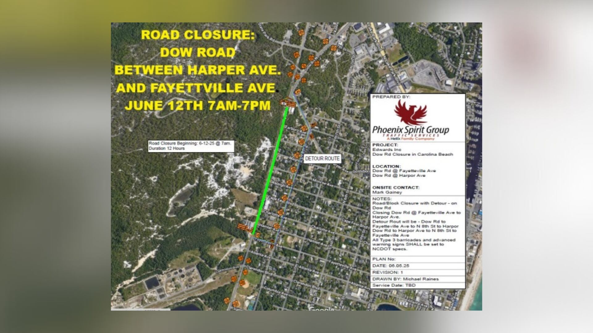 Section of Dow Road to shut down for one day