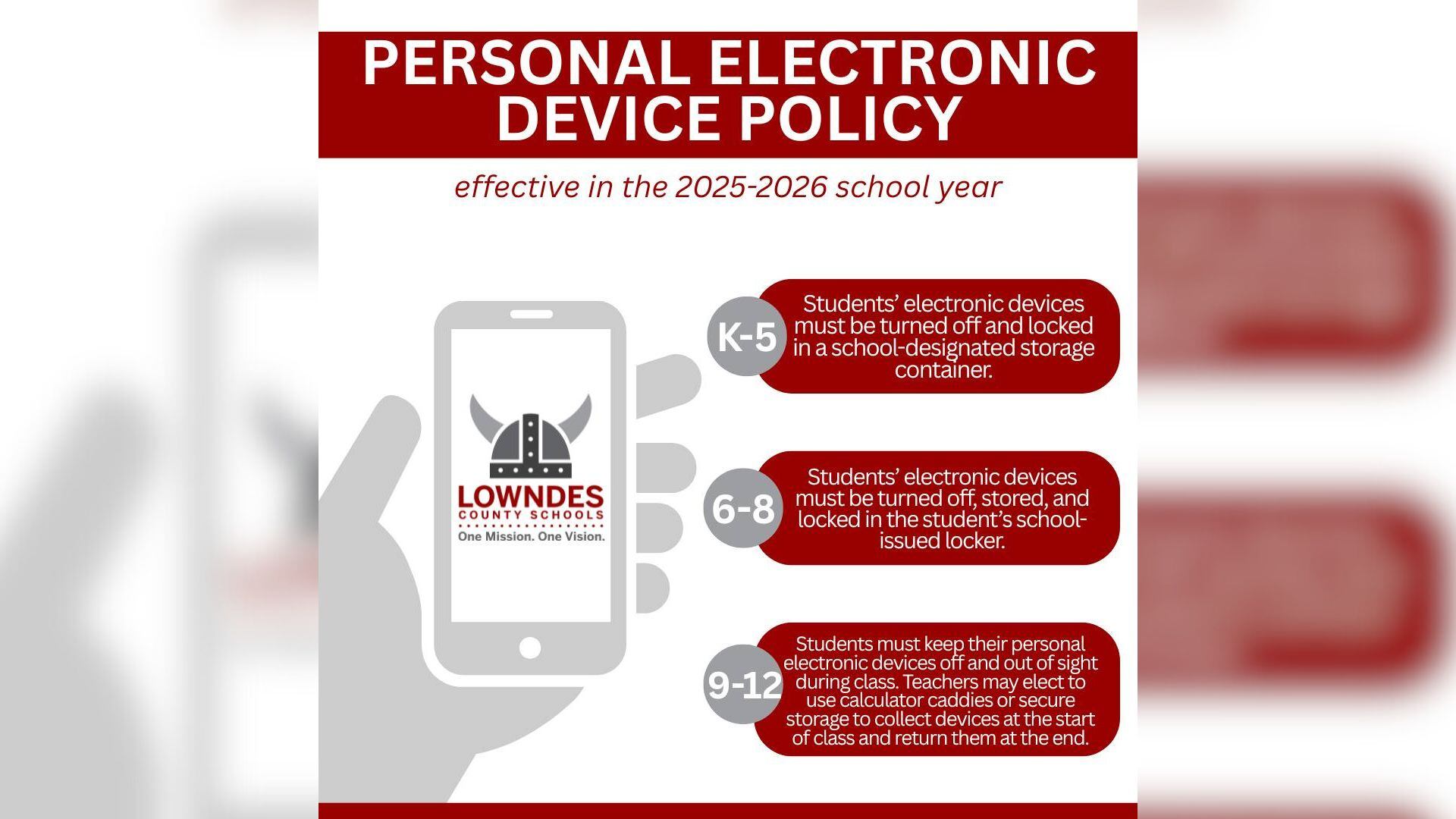 Lowndes County Schools amends personal device policy