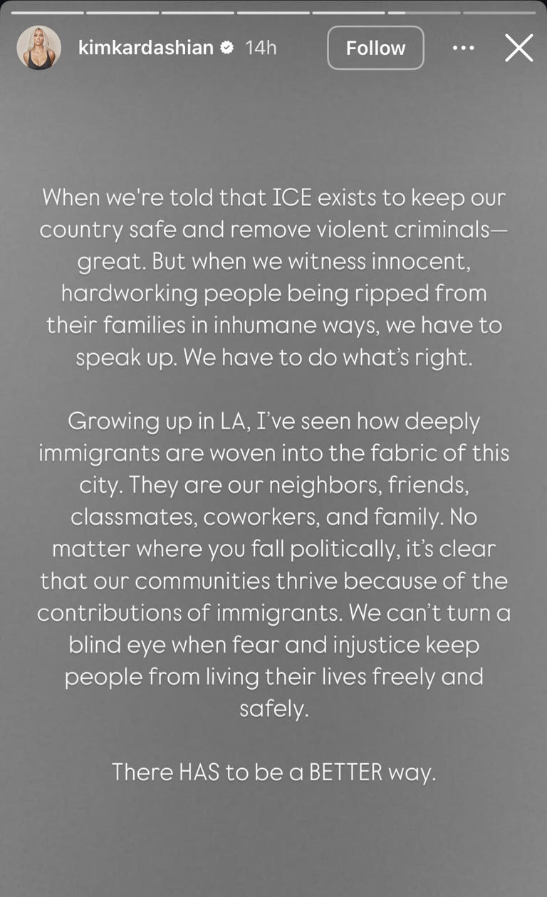 Kim Kardashian Speaks Out Against Trump's "Inhumane" ICE Raids