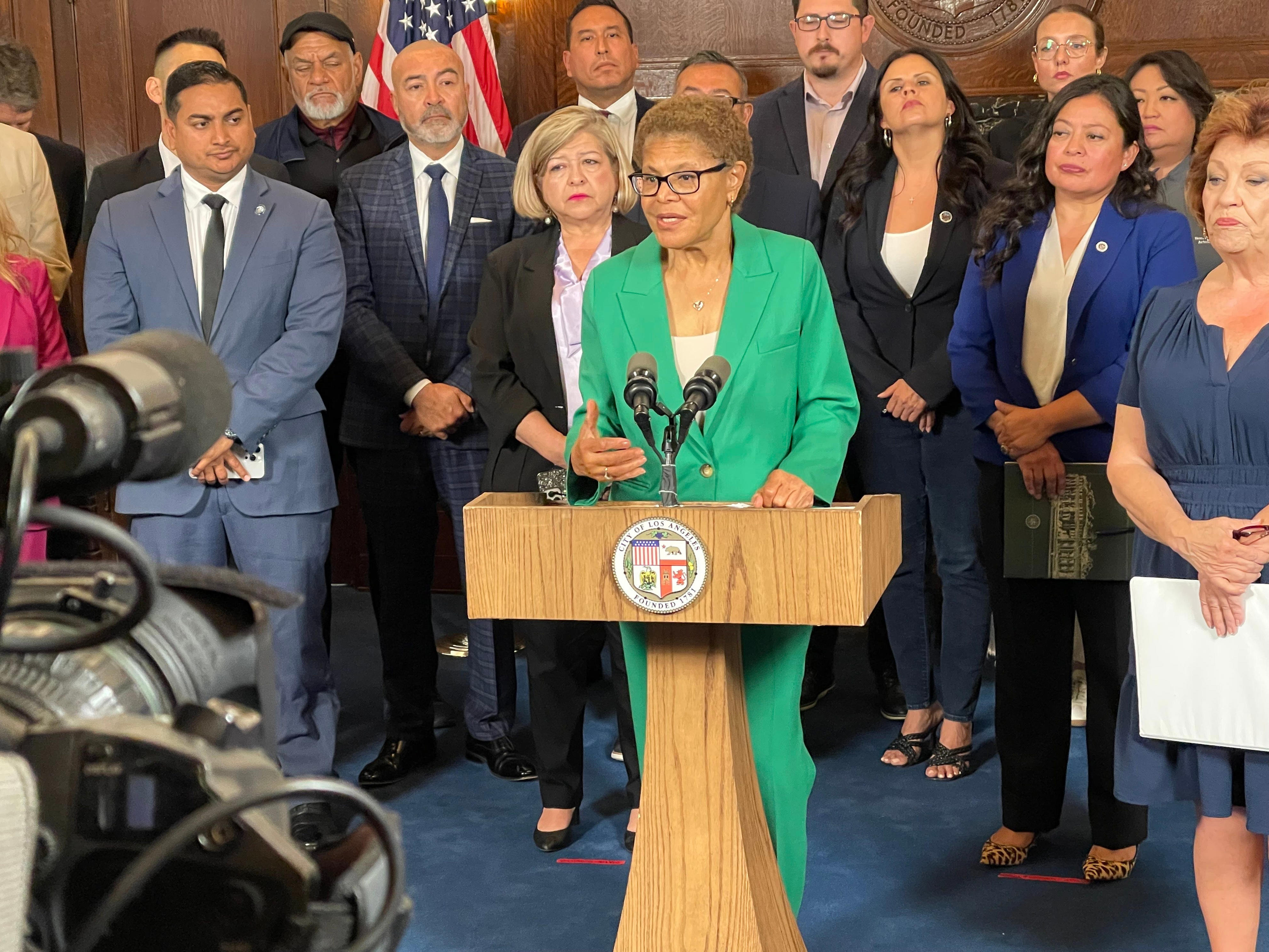 Bass and regional mayors call on President Trump to stop raids