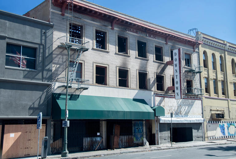 Destructive fire rips through Stockton’s historic Commercial Hotel ...