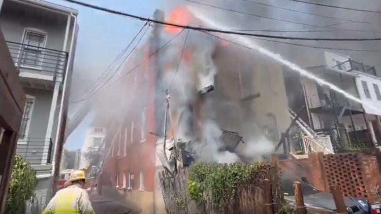 7 displaced after fire rips through Bloomingdale row houses