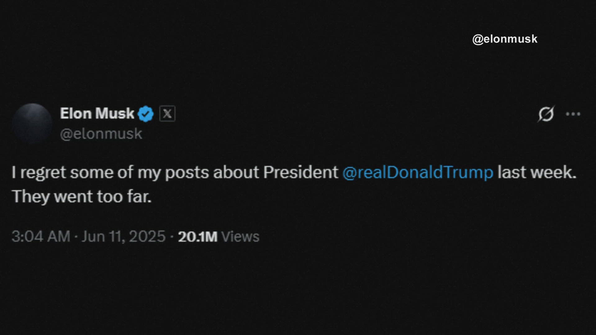 Elon Musk says he regrets some posts about Trump