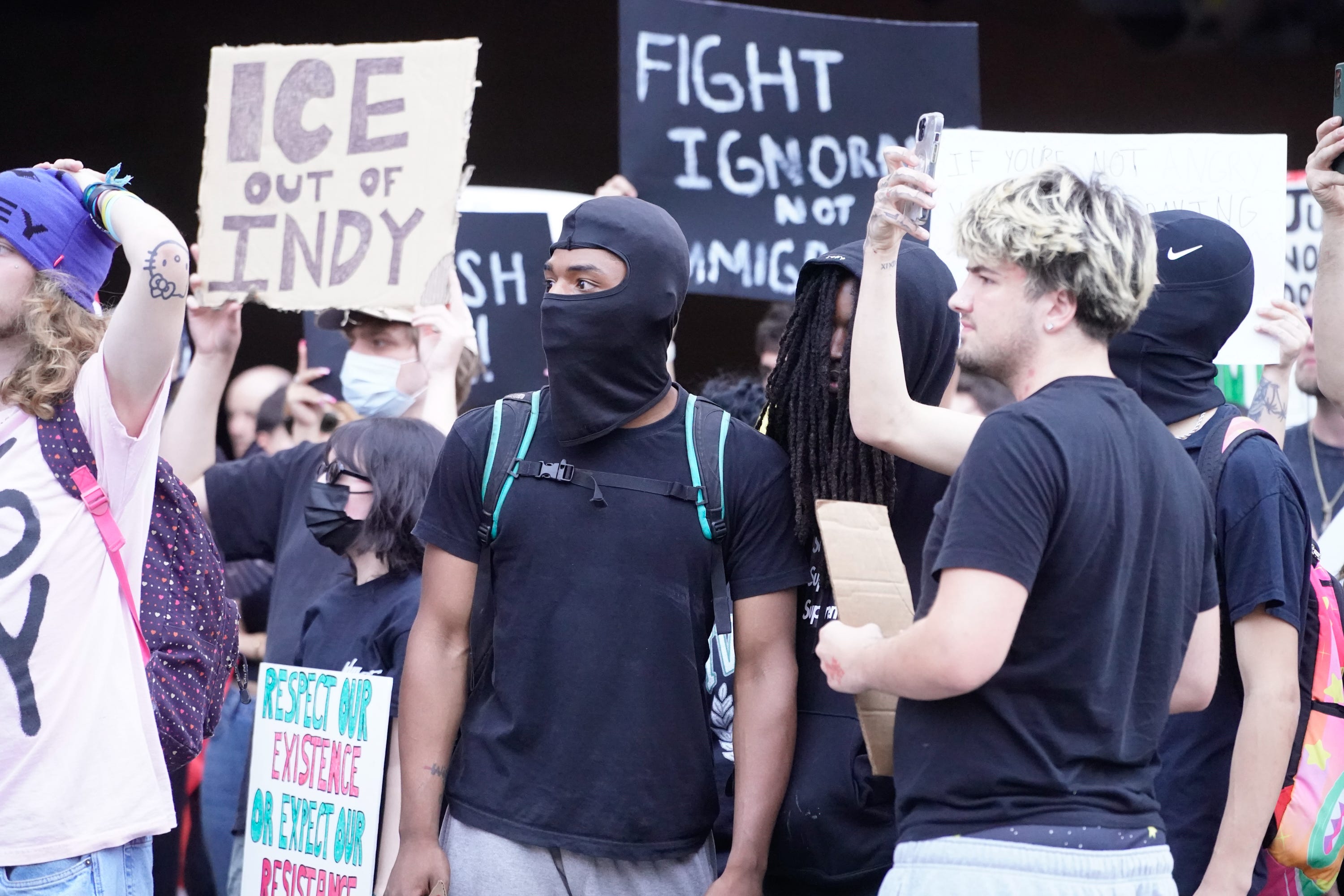 ICE protesters gather outside Pacers-Thunder finals game in Indianapolis