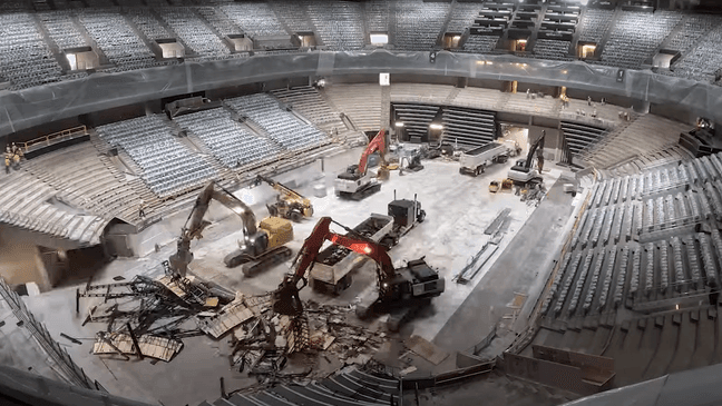 Video shows massive construction renovation effort inside Delta Center