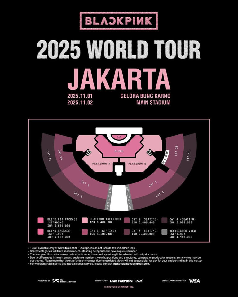 Seat Plan dan Harga Tiket Konser BLACKPINK World Tour in Jakarta 2025 di GBK, Beli di Sini