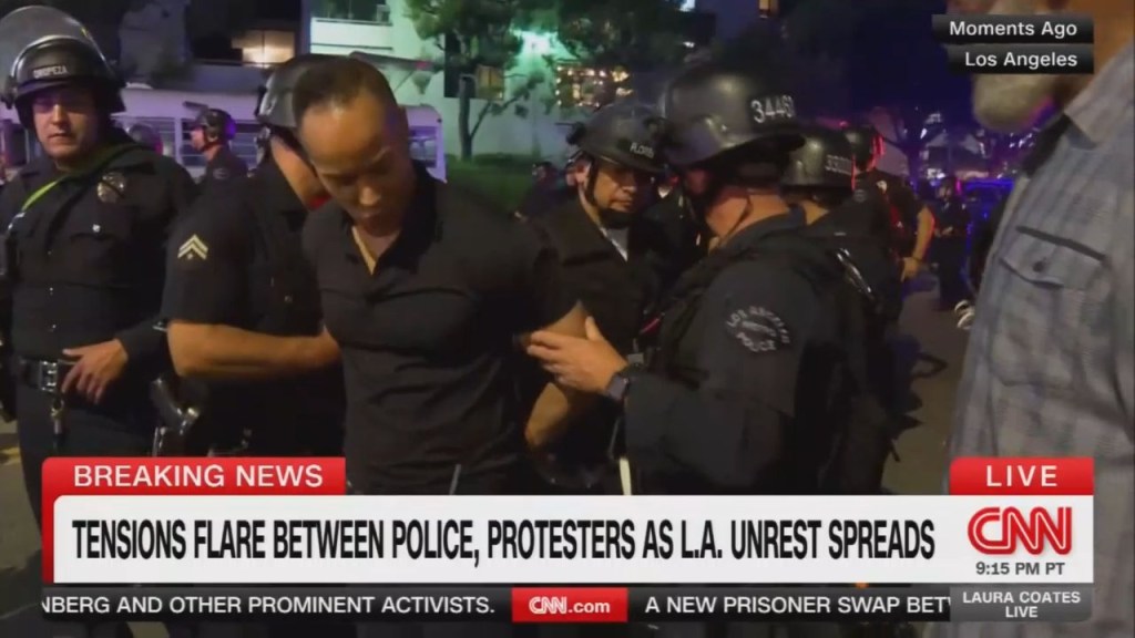 CNN reporter and crew detained on live TV during LA protests