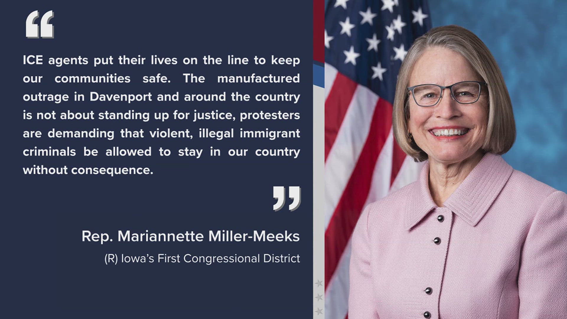 Republican Rep. Mariannette Miller-Meeks responds to anti-ICE protests ...