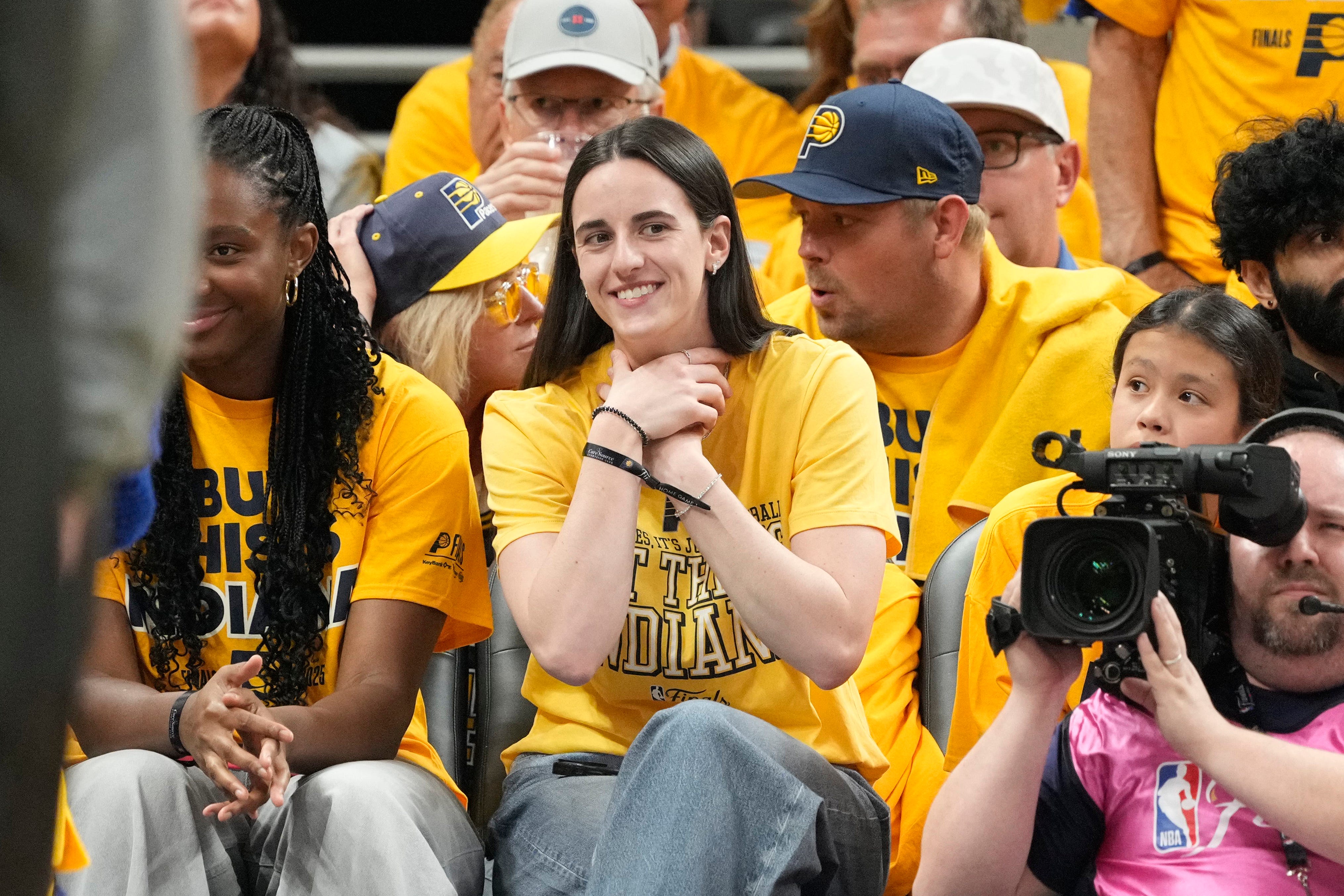 Caitlin Clark hit the Pacers' choking celebration at NBA Finals Game 3