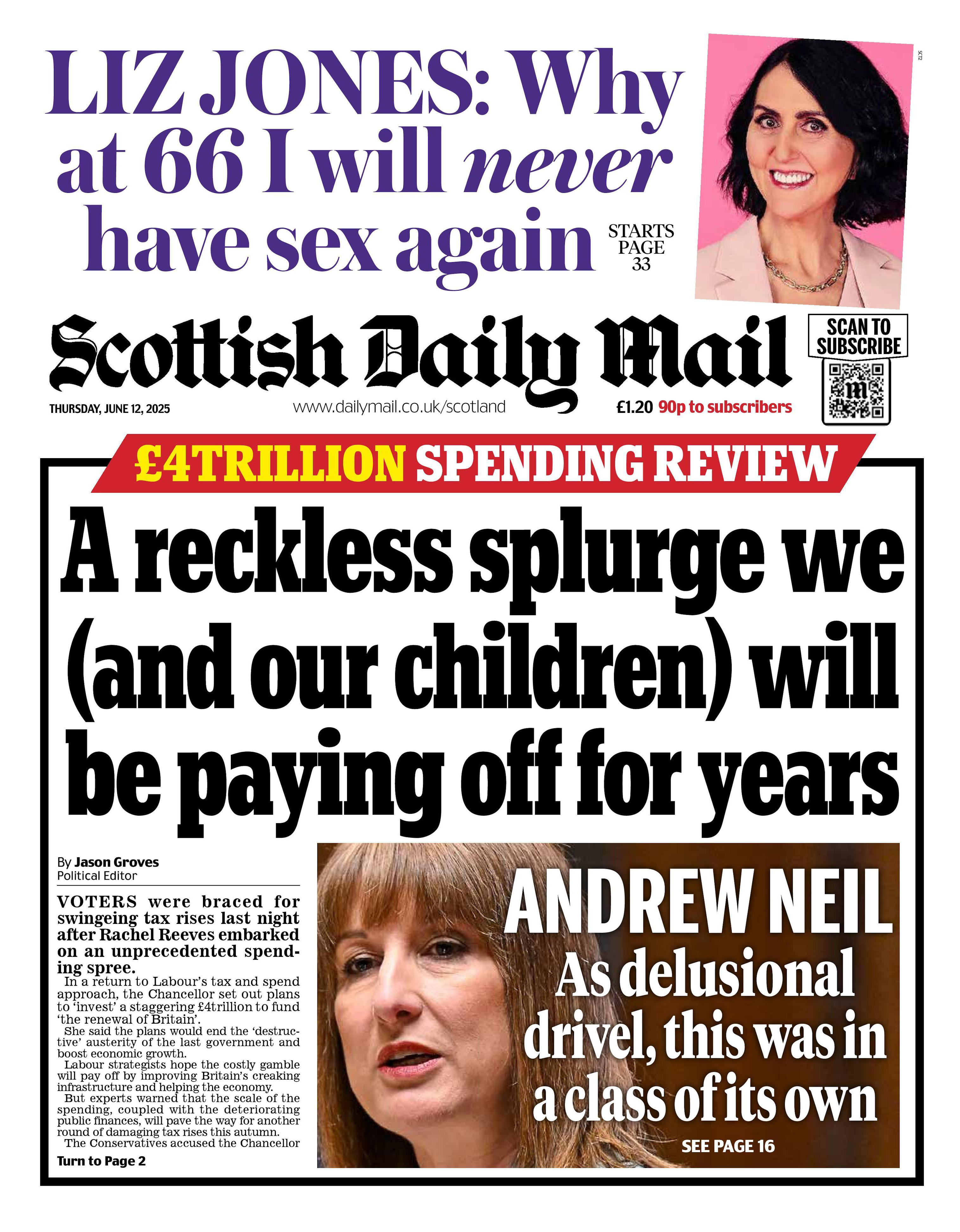 Scotland's papers: Spending Review reaction and Mone court battle