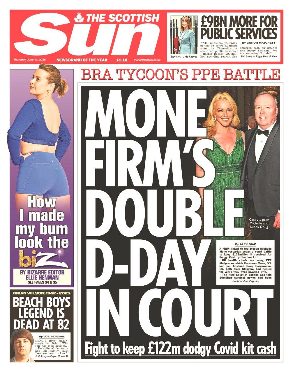 Scotland's papers: Spending Review reaction and Mone court battle