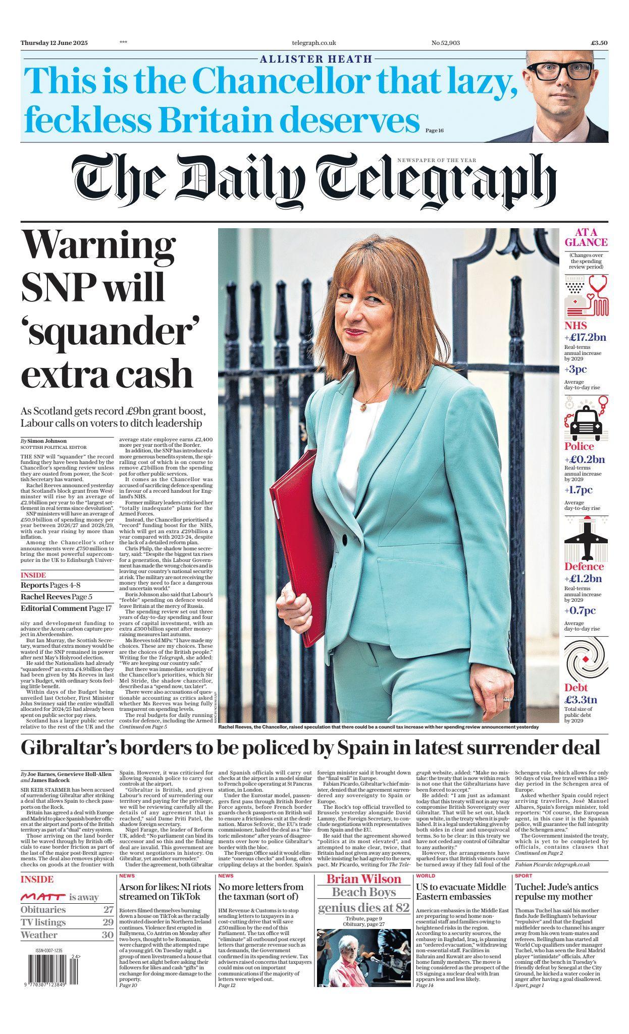 Scotland's papers: Spending Review reaction and Mone court battle