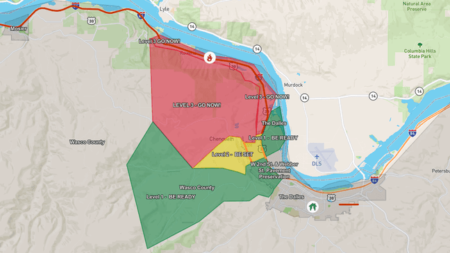 Thousands under evacuation orders as wildfire burns near The Dalles in ...