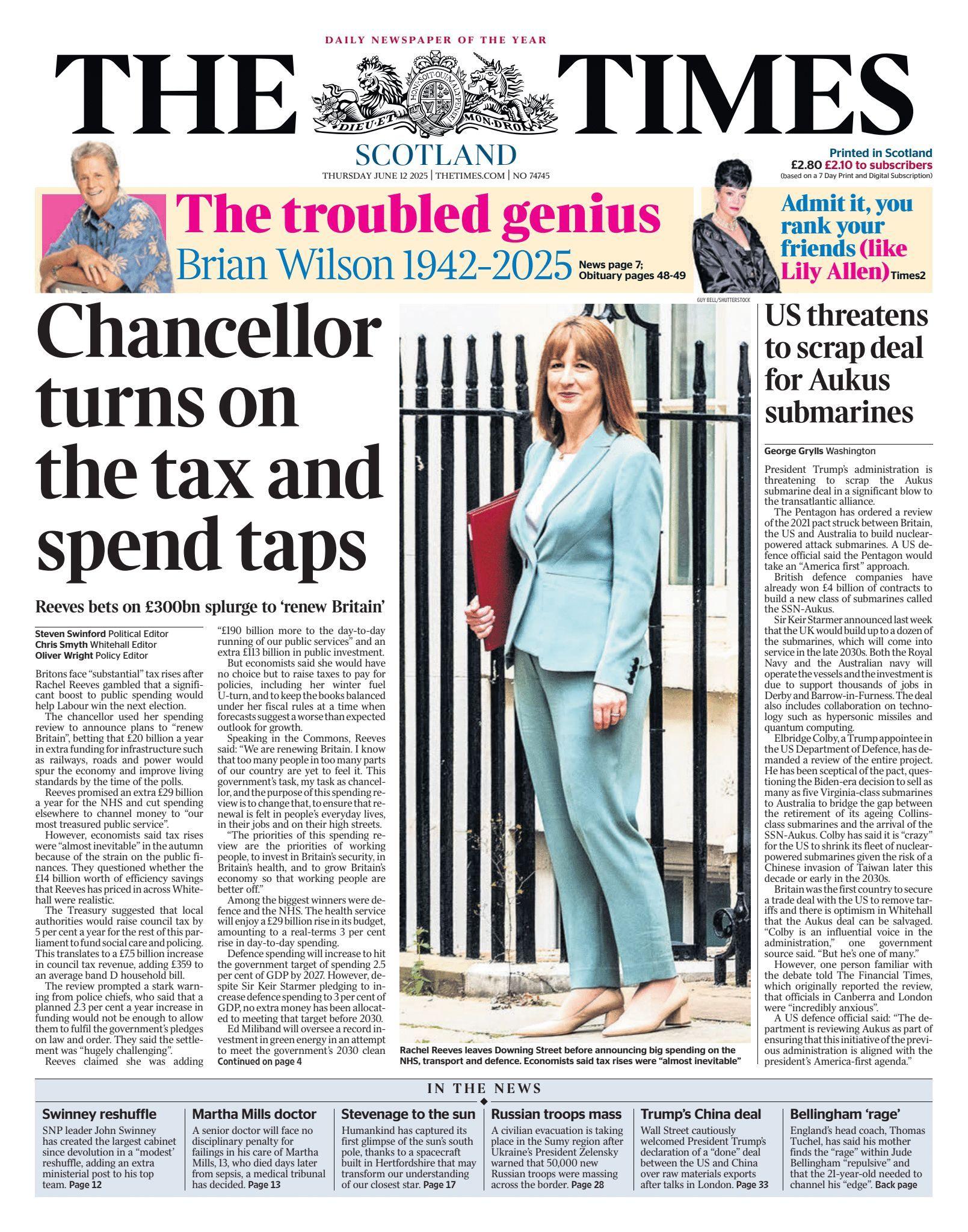 Scotland's papers: Spending Review reaction and Mone court battle