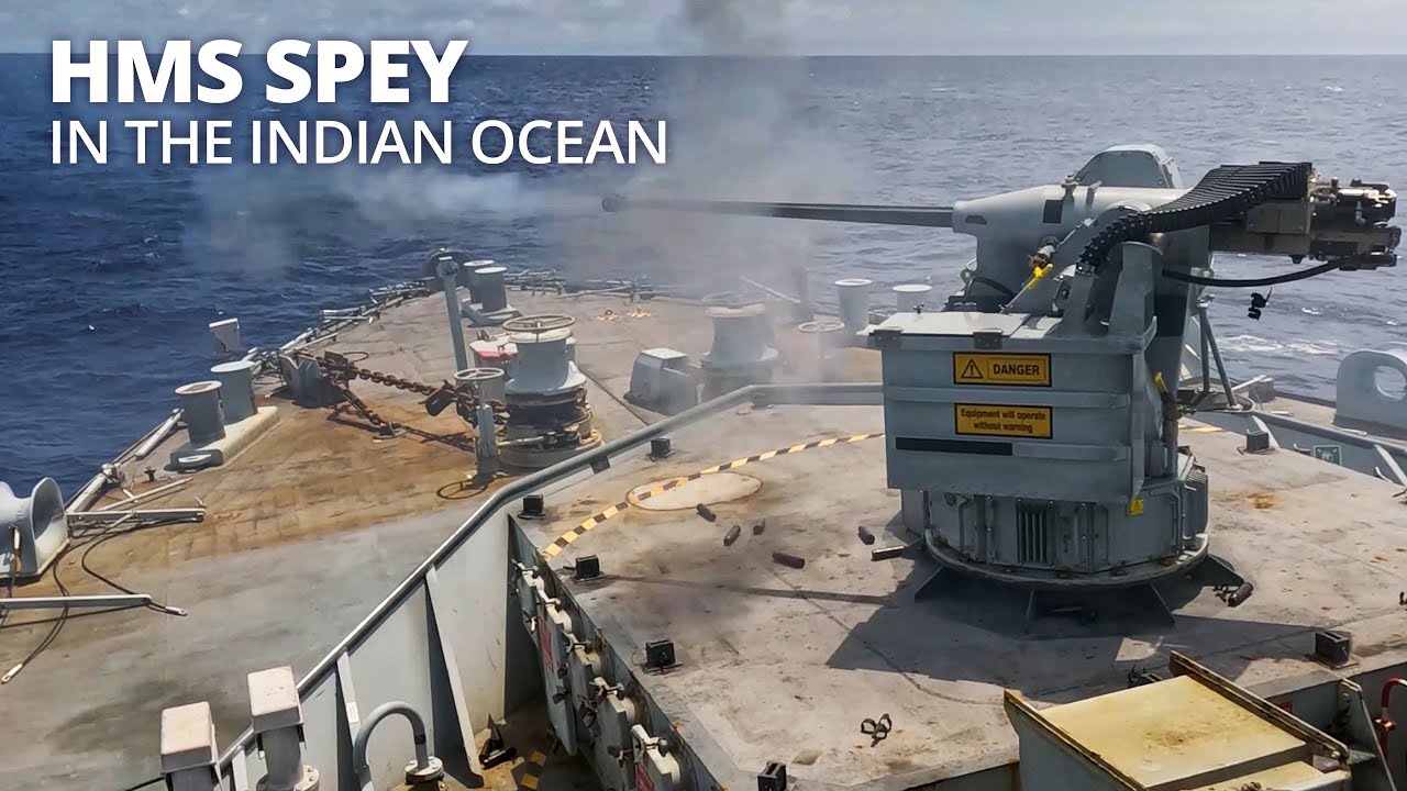 Gunnery and winching training aboard HMS Spey