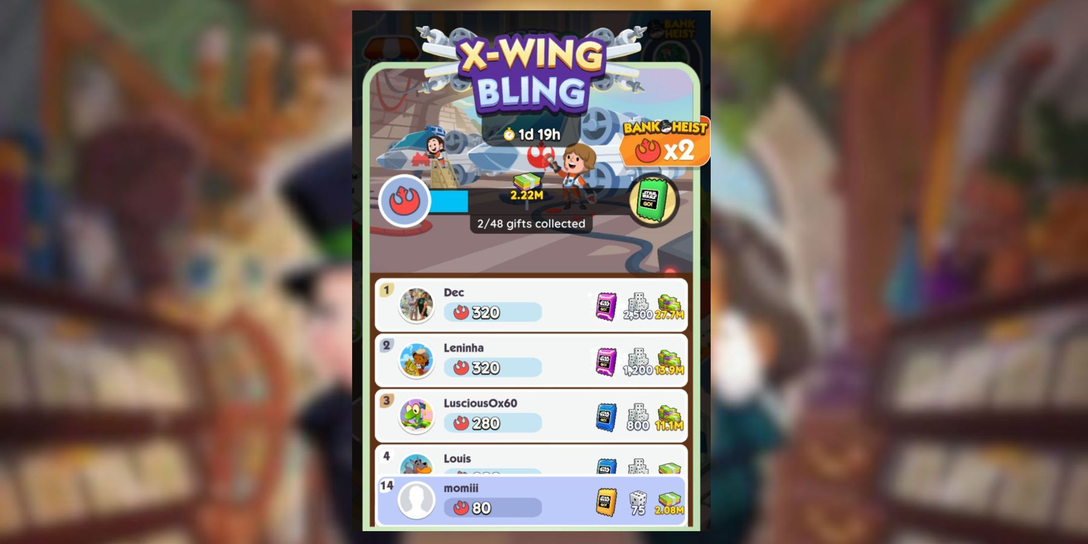 Monopoly GO: X-Wing Bling Rewards And Milestones