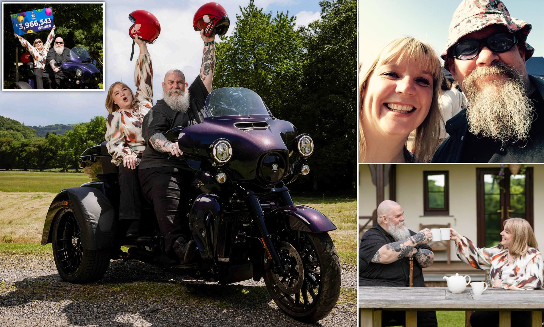 Easy riders! Couple who scooped £4m Lotto jackpot quit their jobs to ...