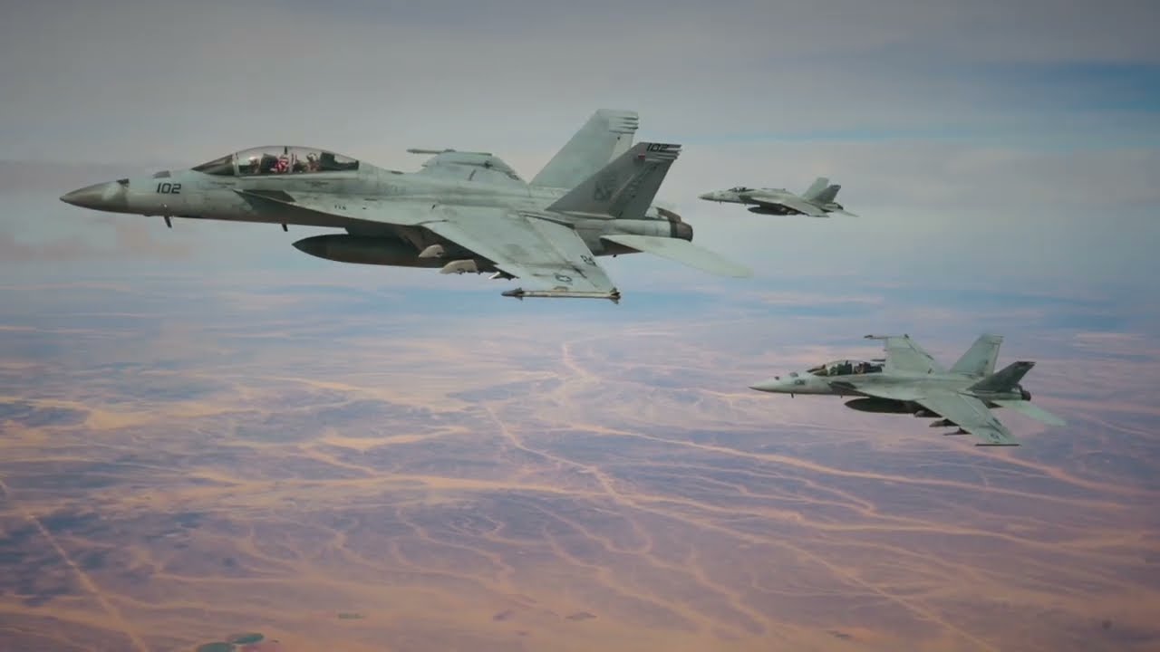 U.S. Navy Super Hornets Show Strength Over the Middle East
