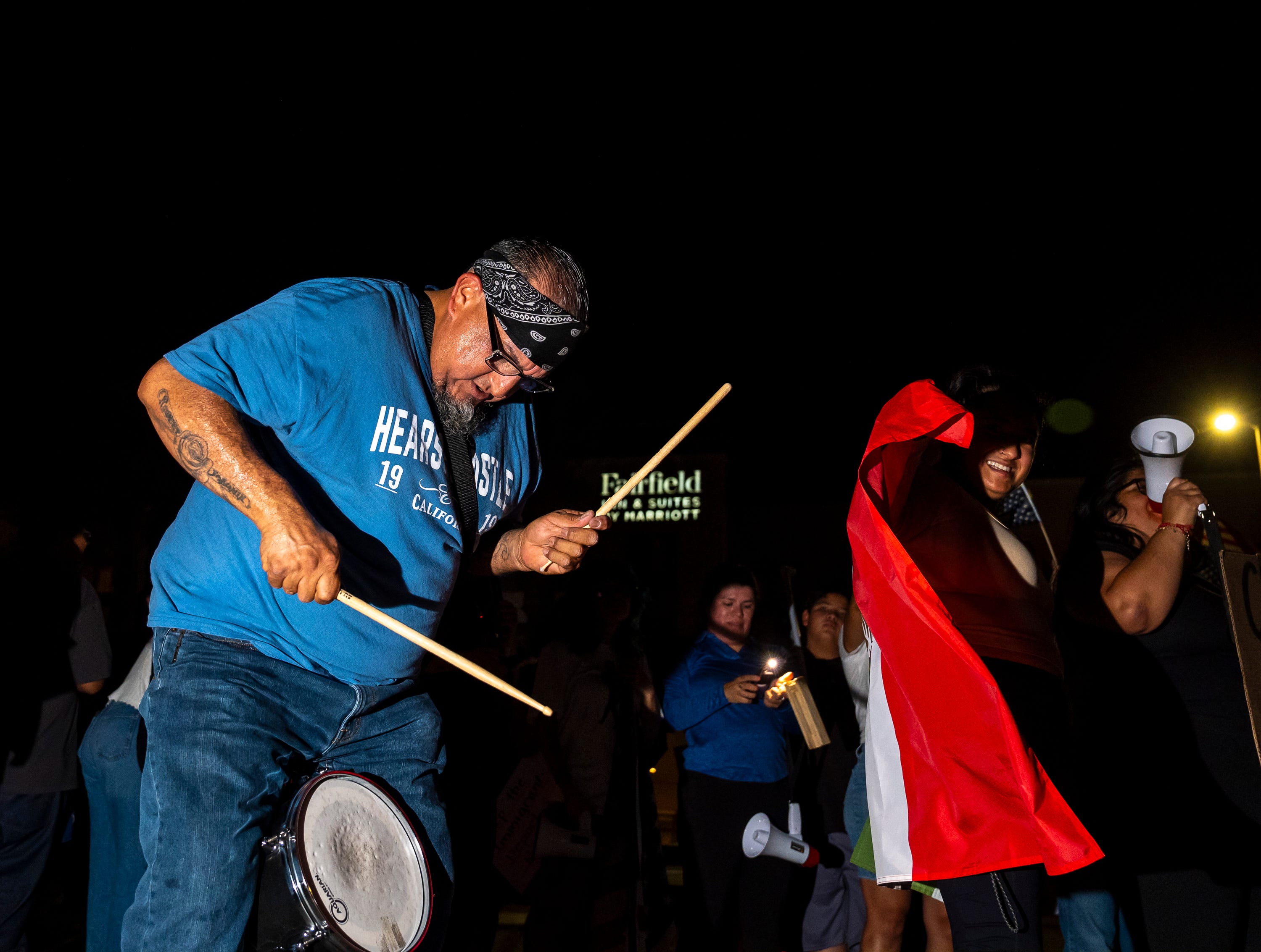 Over 150 people protest in Indio against ICE immigration raids