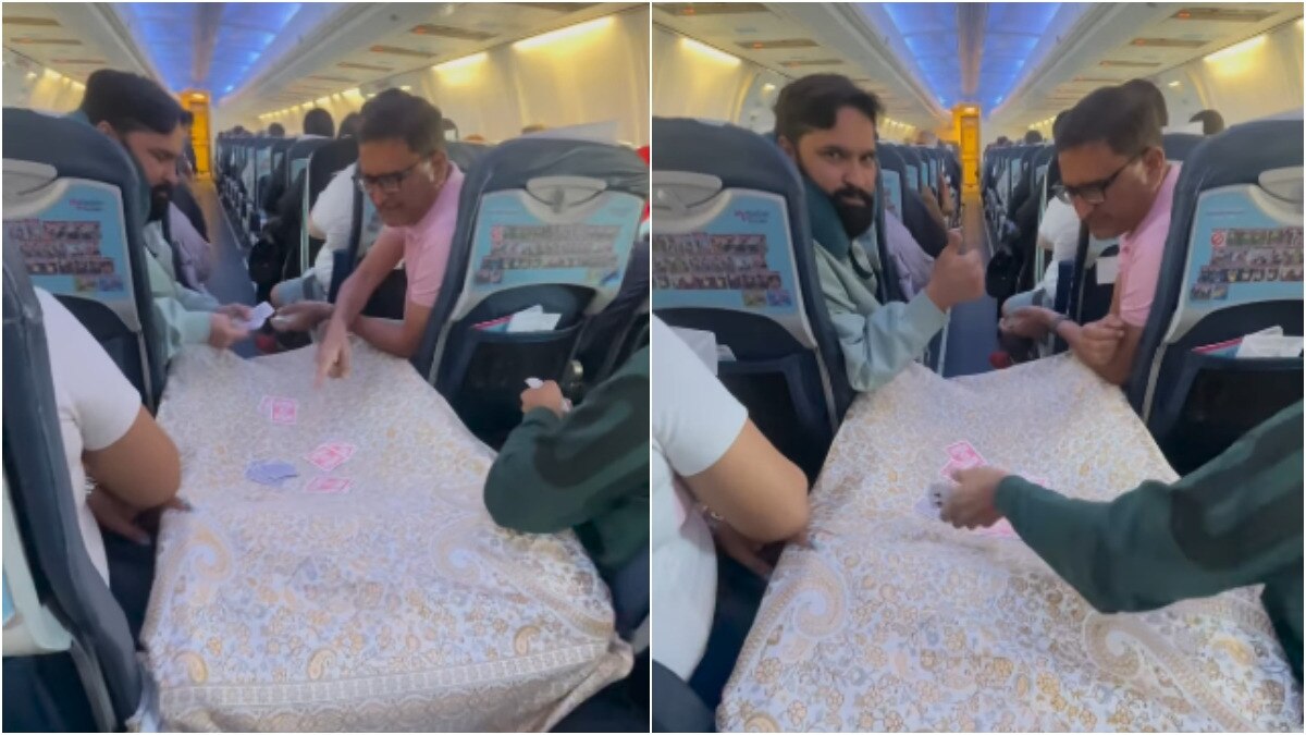 Men block aisle to play cards on flight, viral video sparks outrage