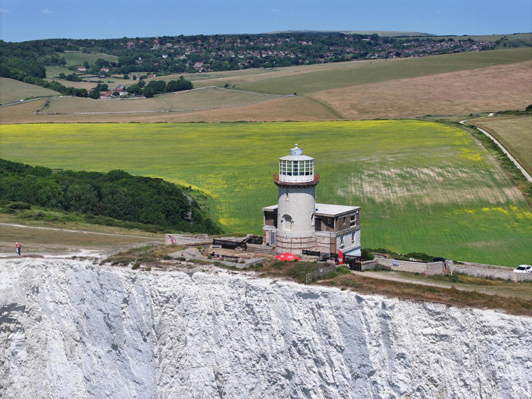 In Pictures: Crack in cliff face at Beachy Head near Belle Tout Lighthouse