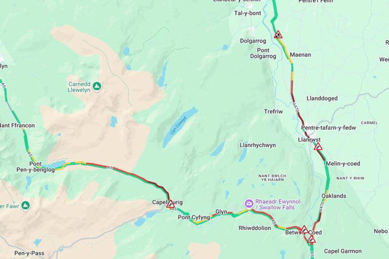 Drivers face 35 mile diversion off A55 due to Conwy fire - and roads ...