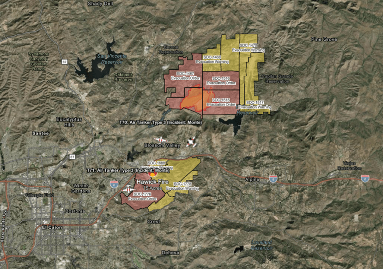Evacuations lifted for Hawick Fire near Lakeside