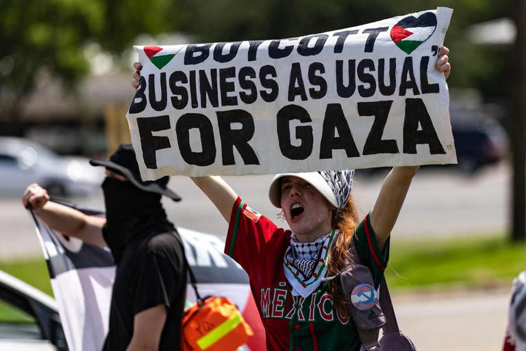 Palestinian Youth Movement holds protest outside Lockheed Martin in ...