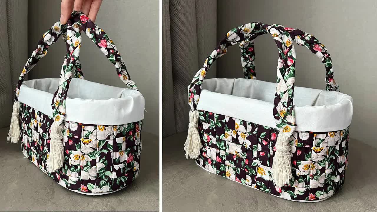 DIY! I MADE A WONDERFUL ORGANIZER BASKET OUT OF LEFTOVER FABRIC! THE ...