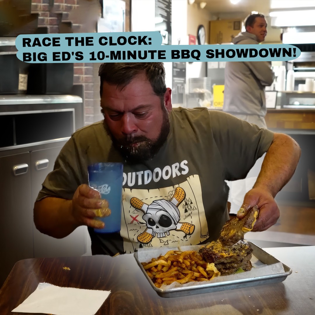 Big Ed's BBQ BURGER CHALLENGE! Can I Eat This Monster In Less Than 10 ...