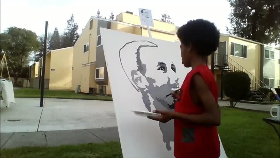 Time Lapse of Artist Painting Professional Basketball Player