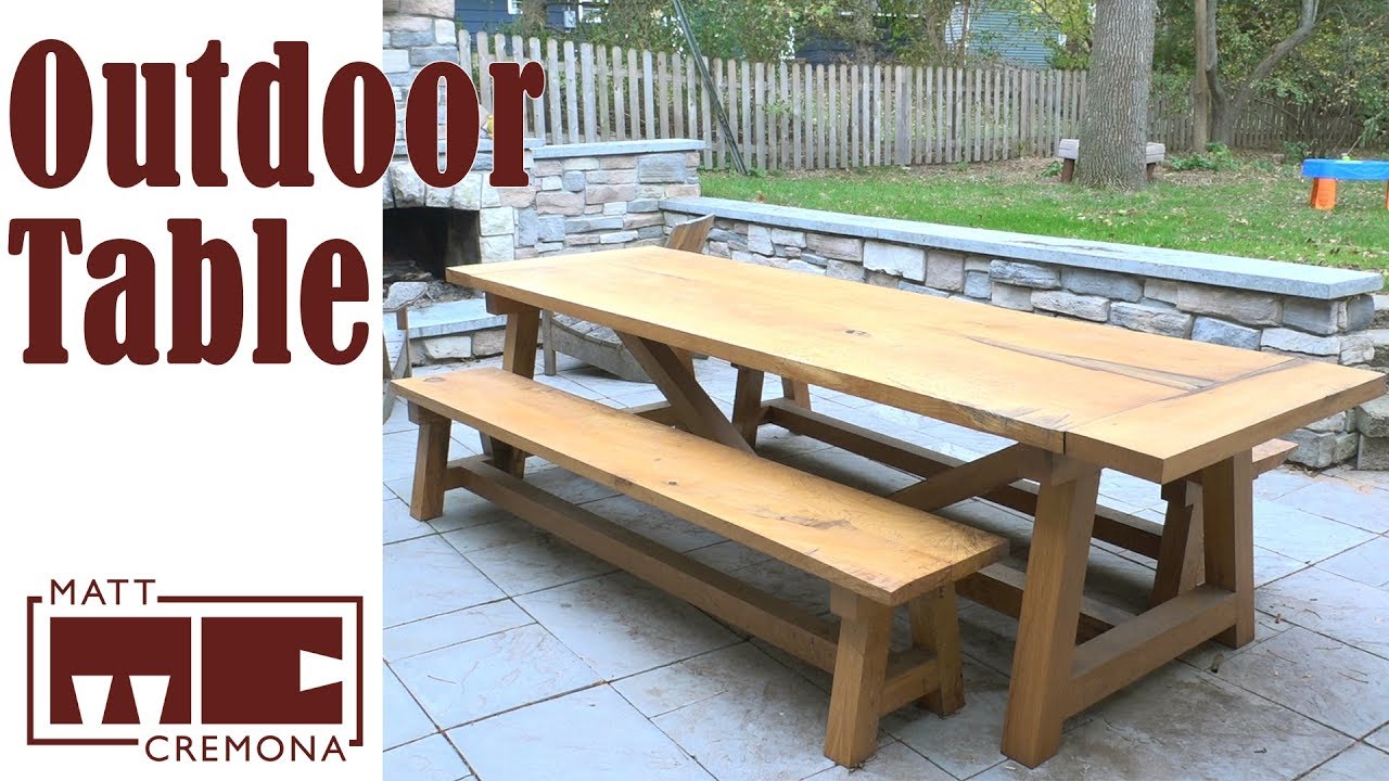 White Oak Farmhouse Table and Benches From Firewood Log