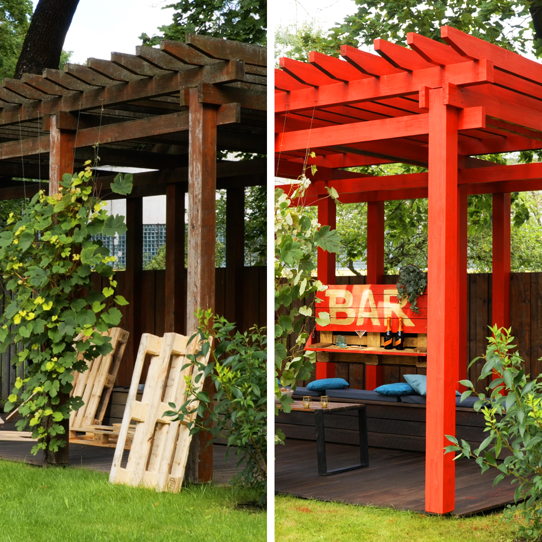 Renovating an old wooden terrace with DIY furniture!
