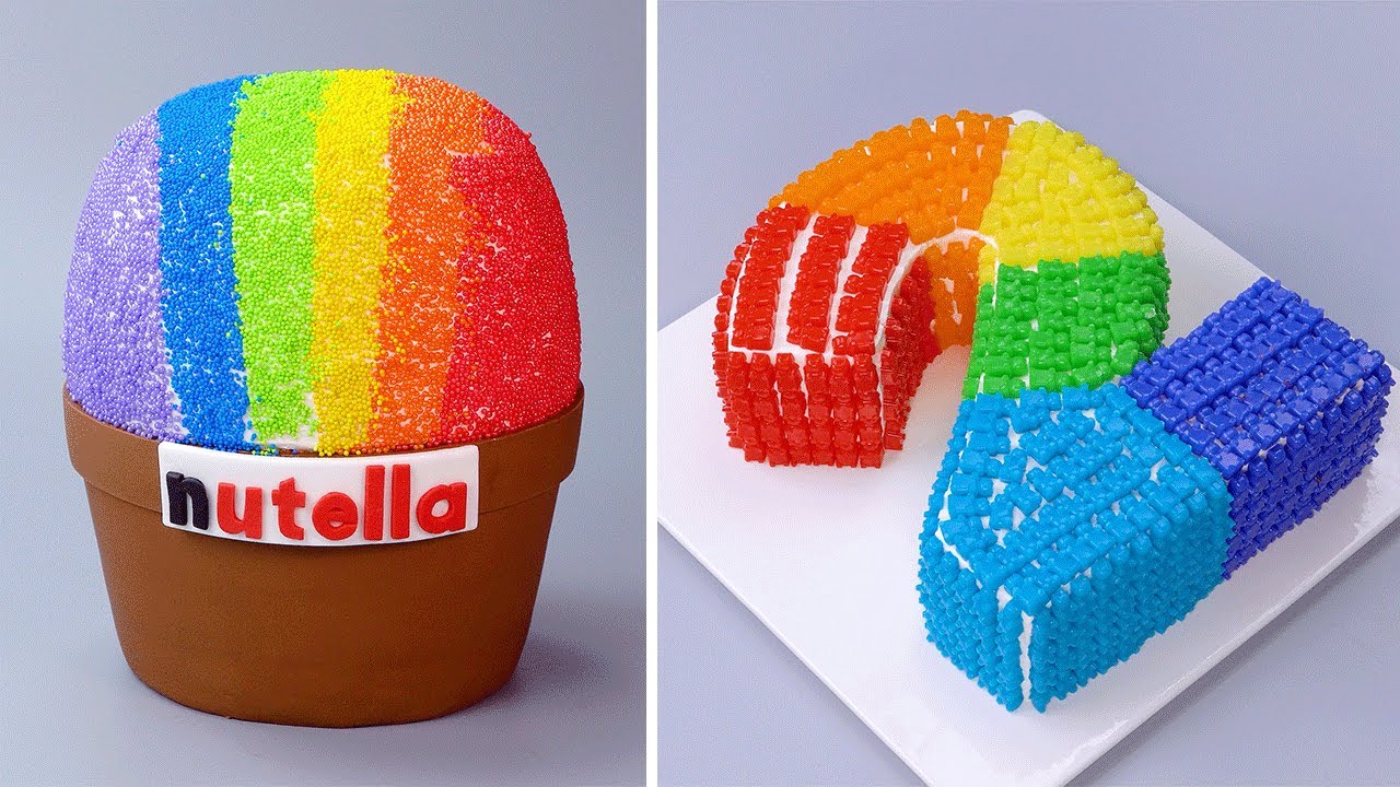 Kue Nutella Pelangi 🌈 | Donat Jelly Warna-Warni | Tutorial Kue Satisfying 🍰