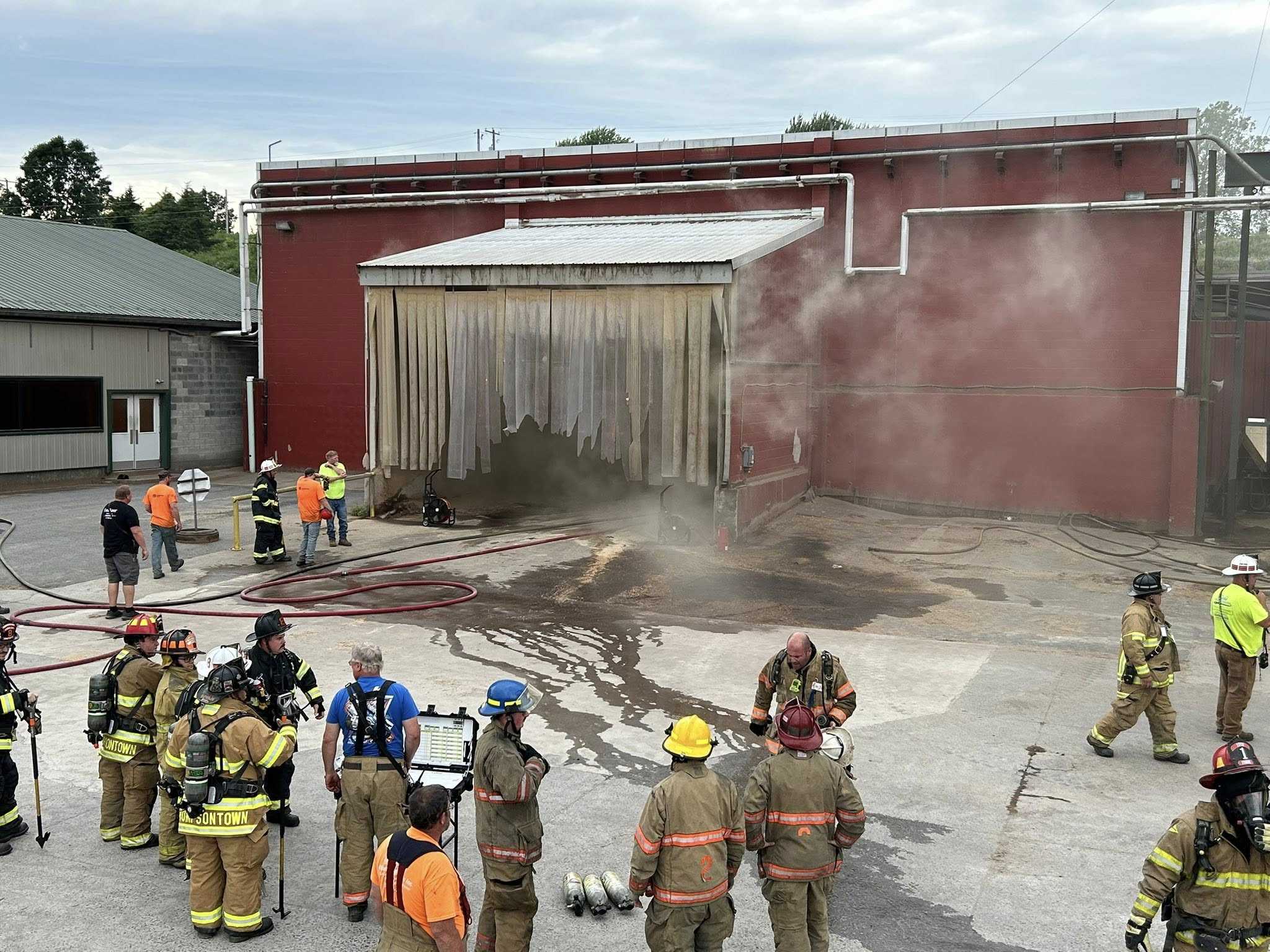 Crews tackle fire at wood pellet manufacturer