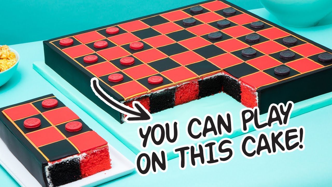 Playing Chocolate Checkers On A CAKE!