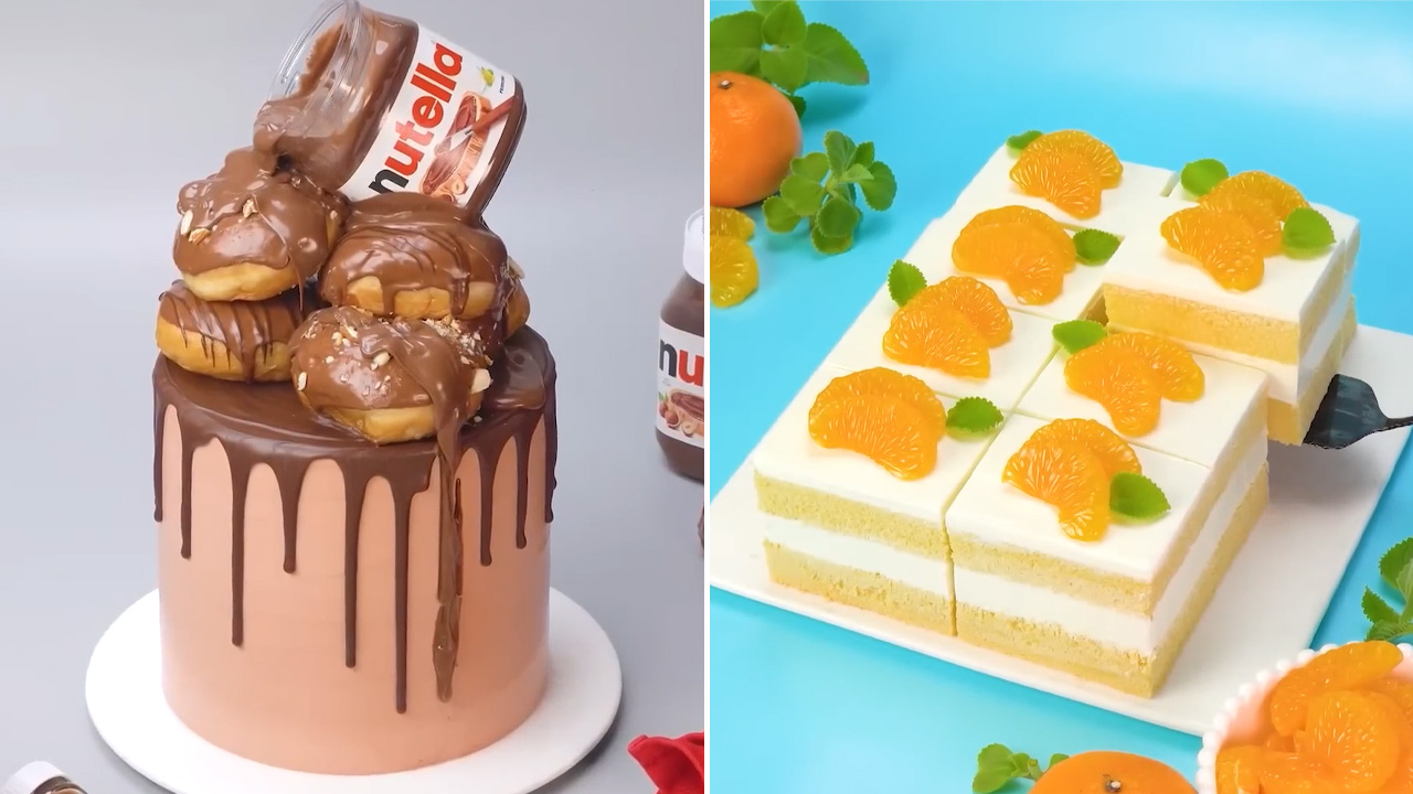 Nutella Donut Drip Cake & Mandarin Cream Cake 🍩🍊 | Ultimate Dessert Duo!
