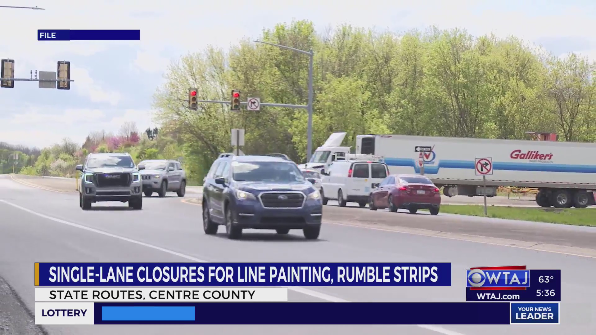 Single-lane closures for line painting, rumble strips in Centre County