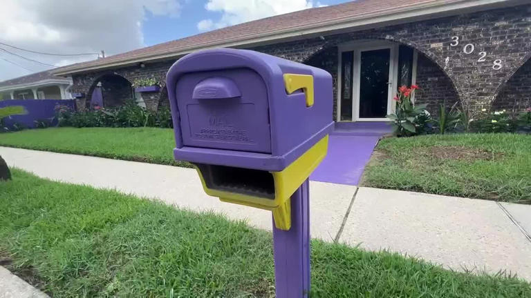 Check out this LSU superfan’s home draped in purple and gold