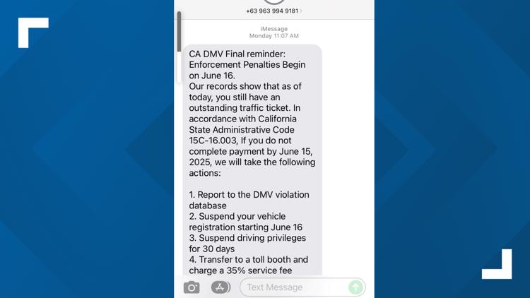 DMV warns Californians about scam texts claiming missed toll payments